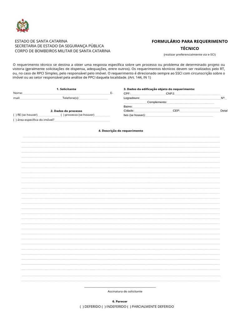 ANEXO E - Formulário para Requerimento Técnico | PDF