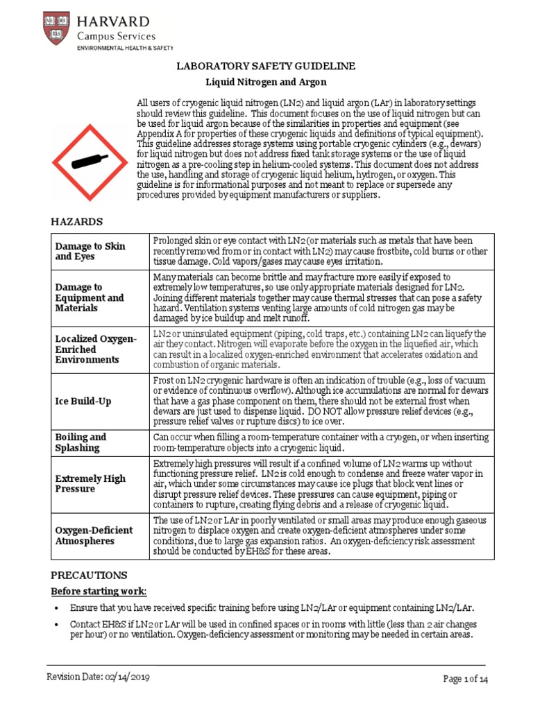 Laboratory Safety for Liquid Nitrogen | PDF | Cryogenics | Liquids