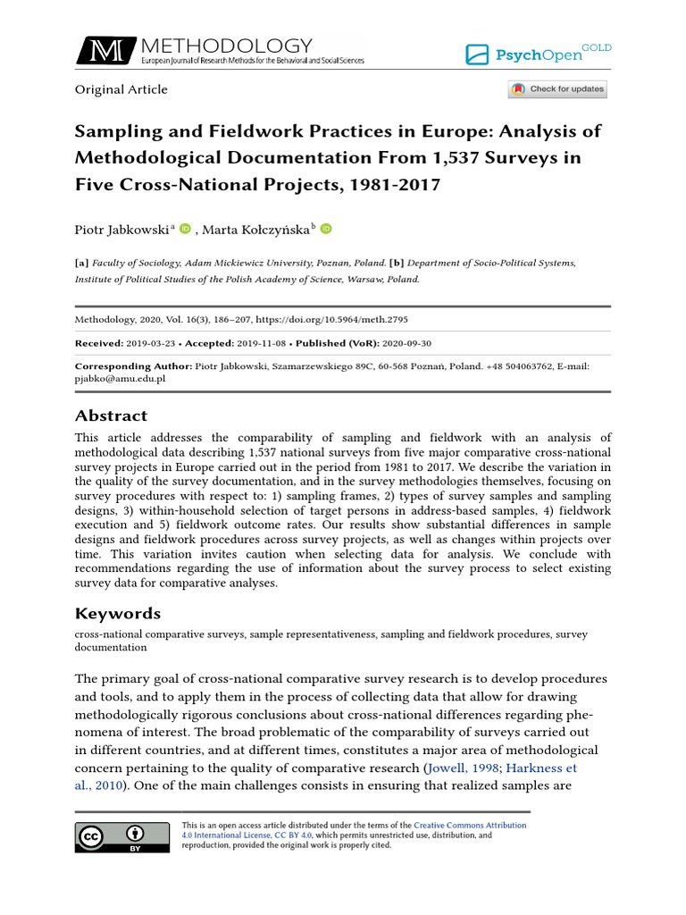 Sampling and Fieldwork Practices in Europe Analysi | PDF | Survey ...