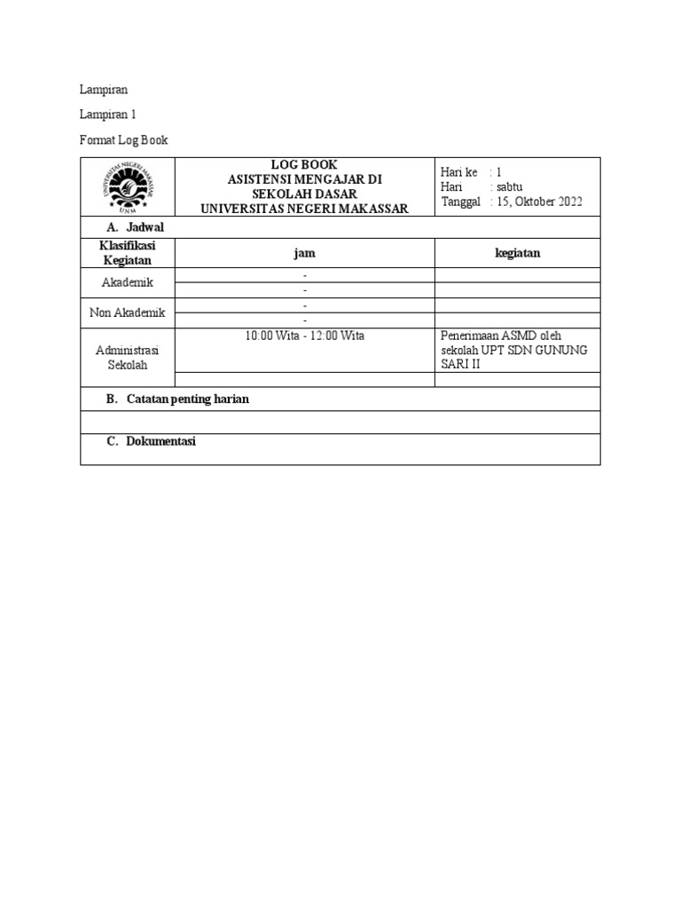 Lampiran Log Book Kak Nia | PDF