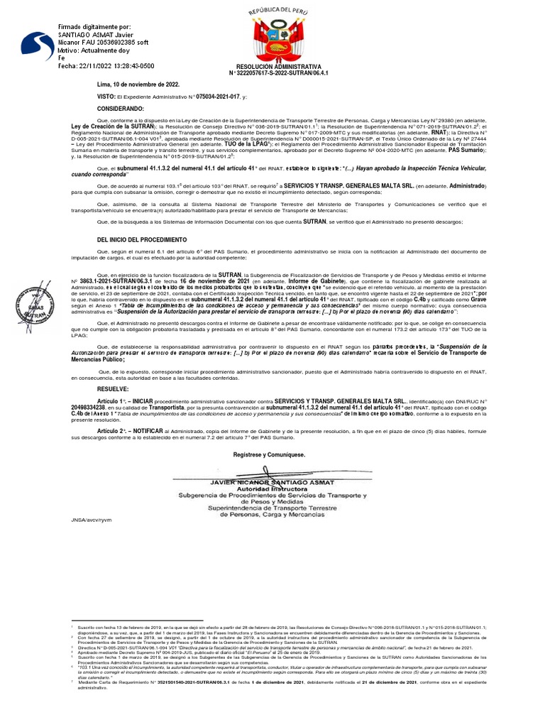 Sutran Pdf Regulación Transporte