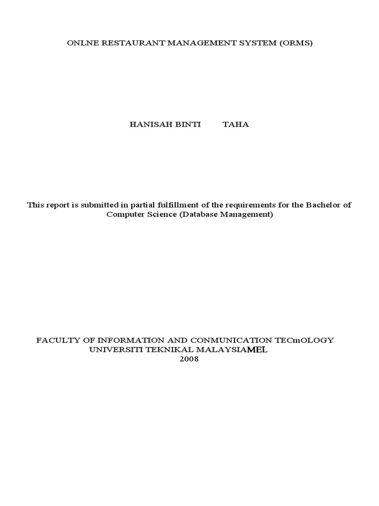 Online Restaurant Management System GOOD | PDF | Databases | Database Design