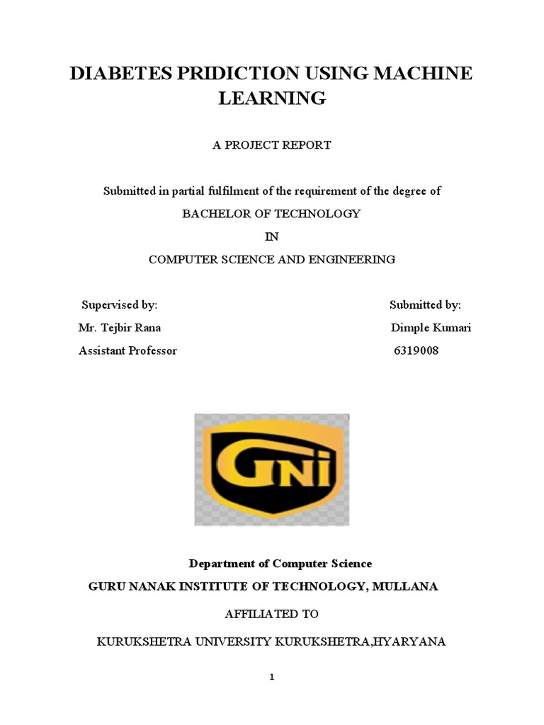Diabetes Pridiction Using Machine Learning | PDF | Machine Learning ...