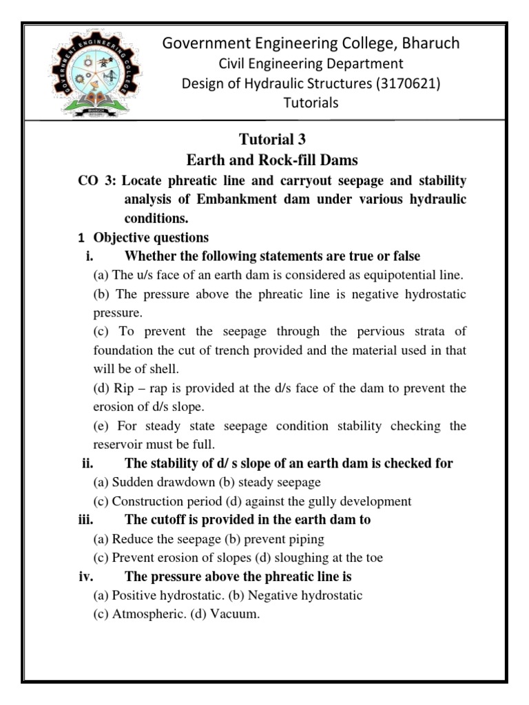 Earth and Rock-fill Dam Design Tutorial | PDF | Dam | Soil Mechanics