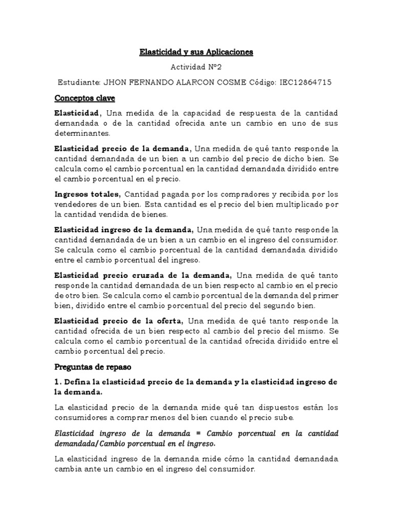 Elasticidad Y Sus Aplicaciones Jhon Fernando Alarcon Cosme Pdf