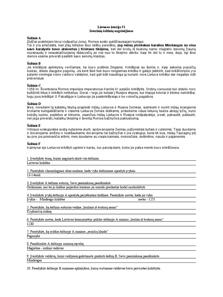 Lietuvos Istorija 51 | PDF