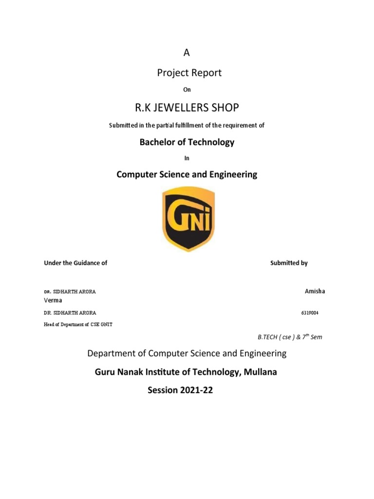 Online Jewellery Shop A Project Report S | PDF | Html | Php