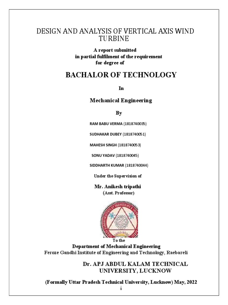 Final Year Project Introduction | PDF | Wind Turbine | Wind Power