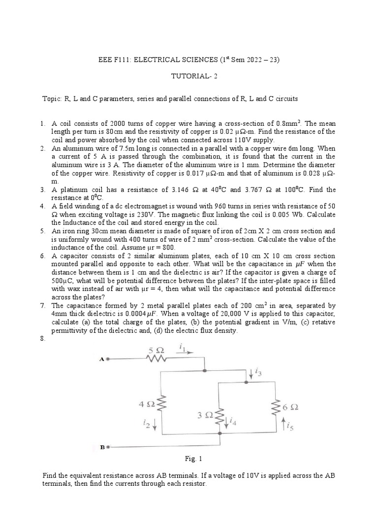 Tutorial 2 | PDF | Inductor | Series And Parallel Circuits
