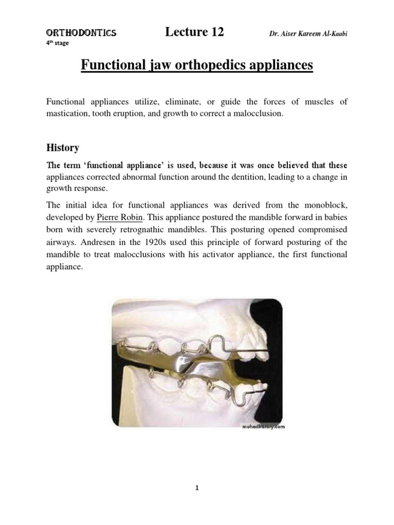 Lecture 12&13 Myofunctional Appliance | PDF | Orthodontics | Dentistry Branches