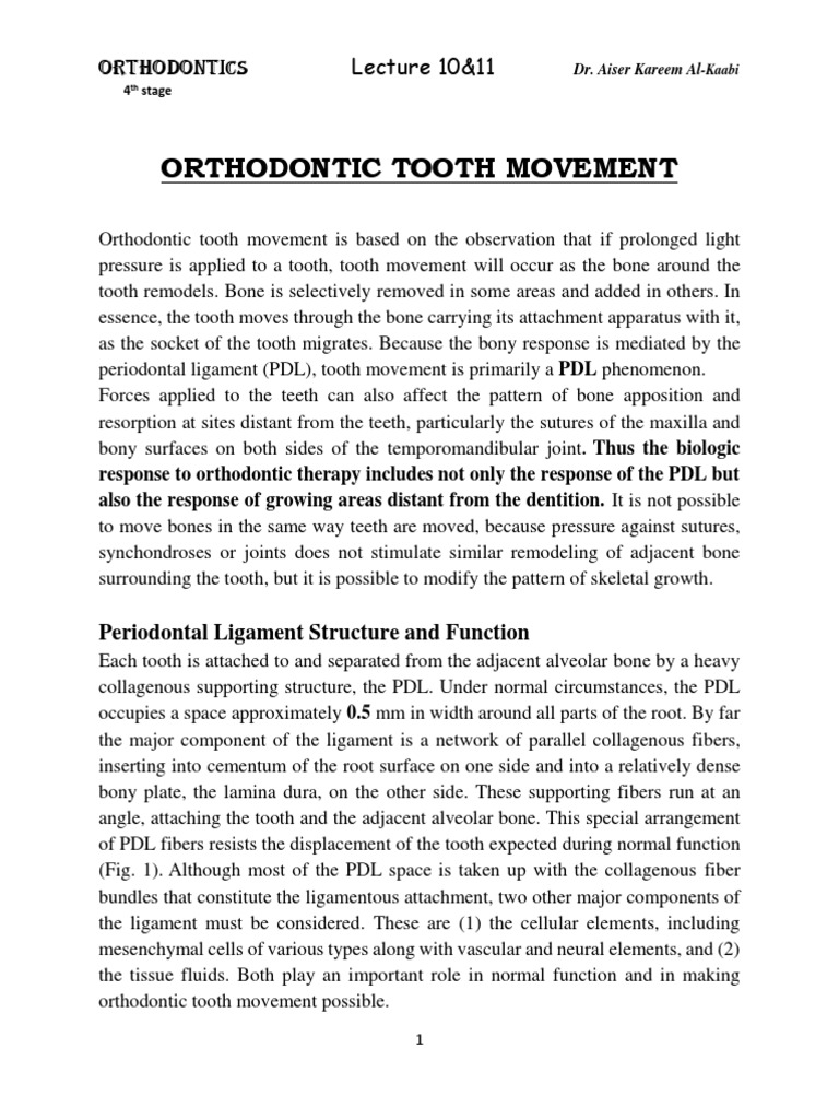 Orthodontic Tooth Movement Guide | PDF | Human Tooth | Anatomy
