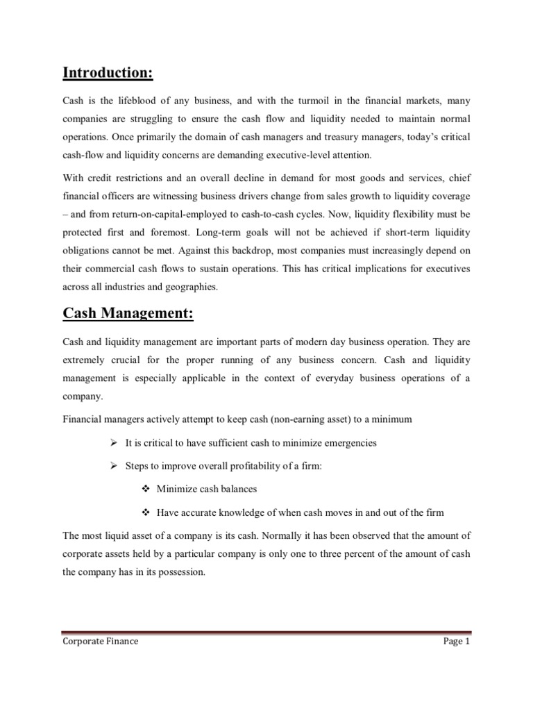 Importance of Liquidity in Cash Management | PDF | Market Liquidity ...