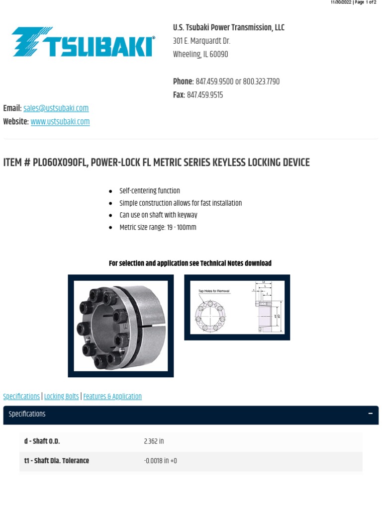 PL060X090FL POWER LOCKFLMetricSeriesKeylessLockingDevice | PDF ...