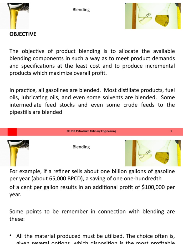 Blending | PDF | Oil Refinery | Petroleum