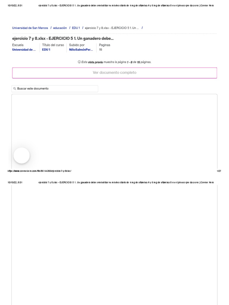 Ejercicio 7 y 8.xlsx - EJERCICIO 5 1. Un Ganadero Debe... : Ver Documento Completo | PDF ...