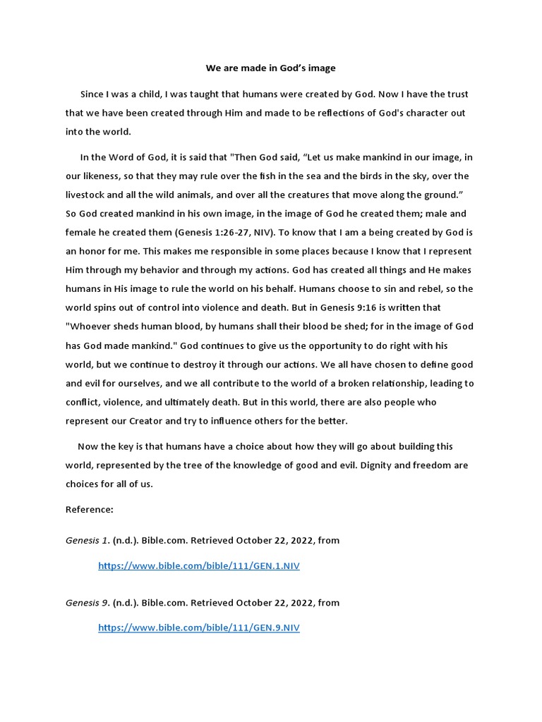 We Are Made in God's Image | PDF