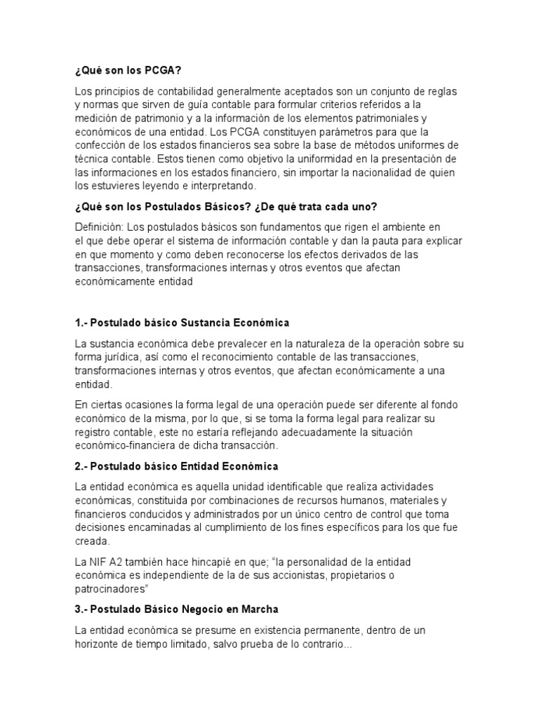 Qué Son Los PCGA y Postulados | PDF | Contabilidad | Business