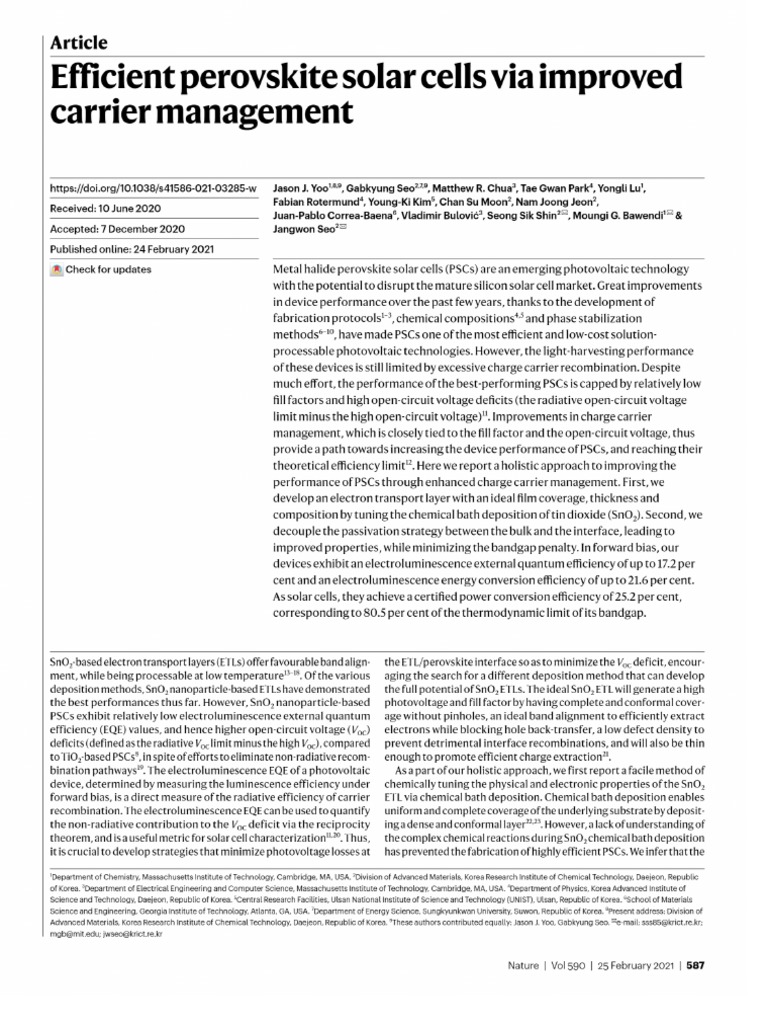 2021 - Sno2 - Efficient Perovskite Solar Cells Via Improved Carrier ...