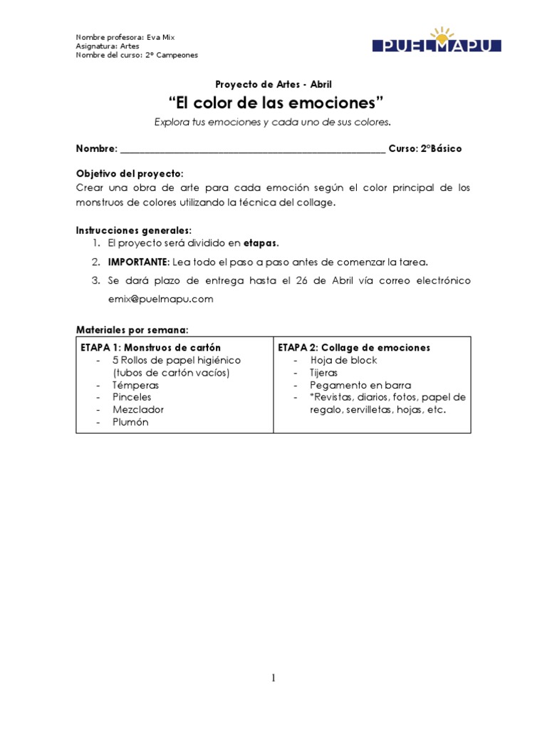 Artes 2do Básico Abril | PDF | Las emociones | Collage