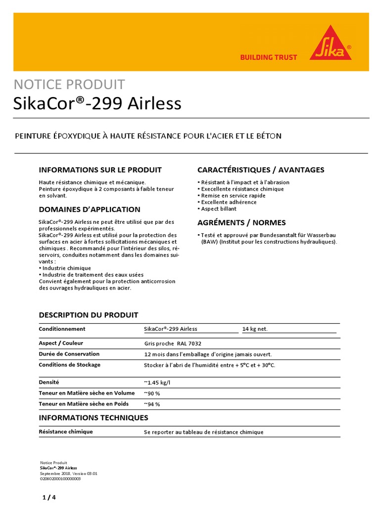 Peinture Époxy SikaCor®-299 Airless | PDF | Peinture | Béton