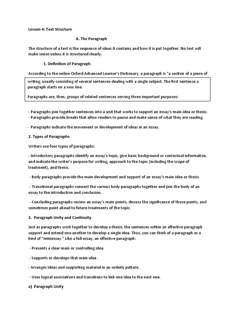 Lesson 4 | PDF | Essays | Paragraph