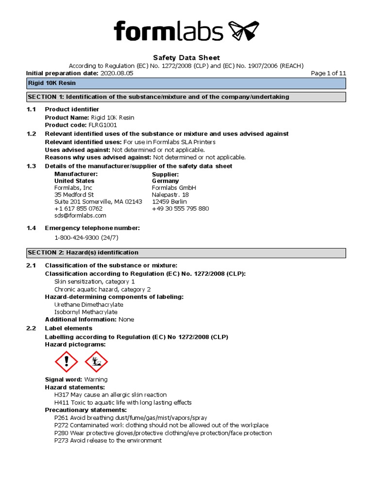 Data Sheet Rigid 10K | PDF | Dangerous Goods | Toxicity