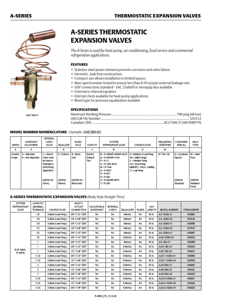 A Series Thermostatic Expansion Valves Catalog en Us 1569656 | Download ...