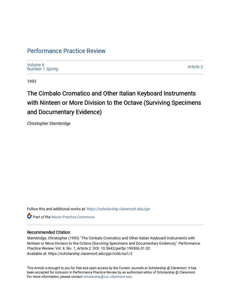 The Cimbalo Cromatico and Other Italian Keyboard Instruments | PDF ...