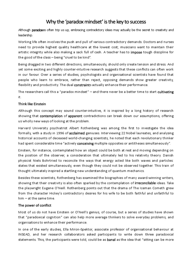 Cultivating the Paradox Mindset: How Embracing Contradictions Can ...