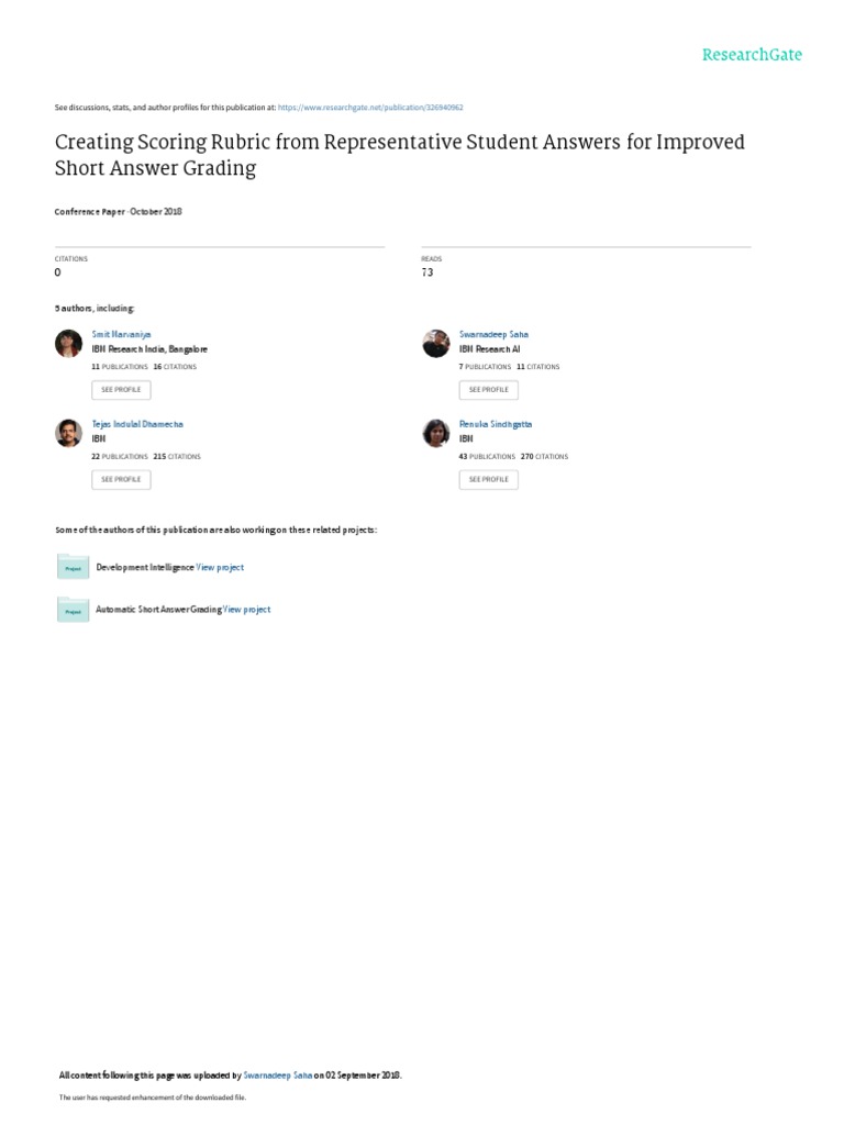 Creating Scoring Rubric From Representative Student Answers For ...