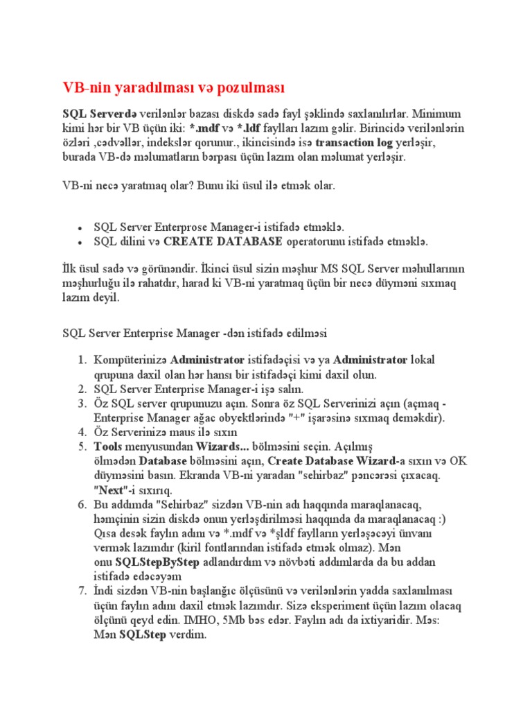 2 - SQL Server - VByaradilmasi | PDF