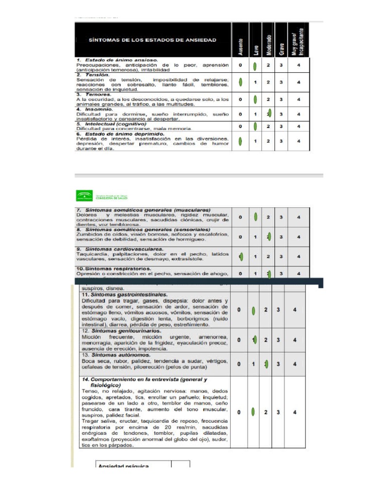 ESCALA DE ANSIEDAD DE HAMILTON Actualizado | PDF