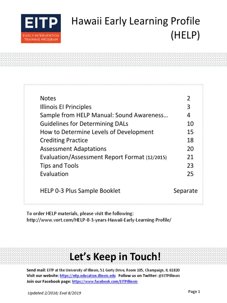 Hawaii Early Learning Profile (HELP) : Let's Keep in Touch! | PDF ...