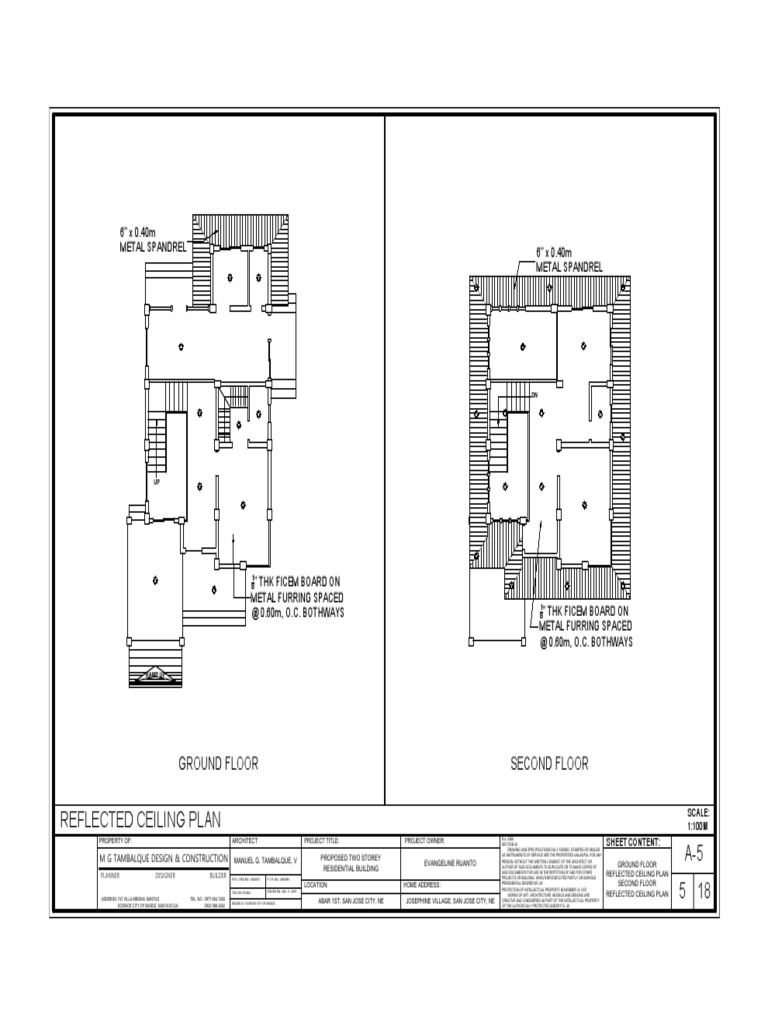 Reflected Ceiling Plan A-5: 6" X 0.40m Metal Spandrel 6" X 0.40m Metal ...