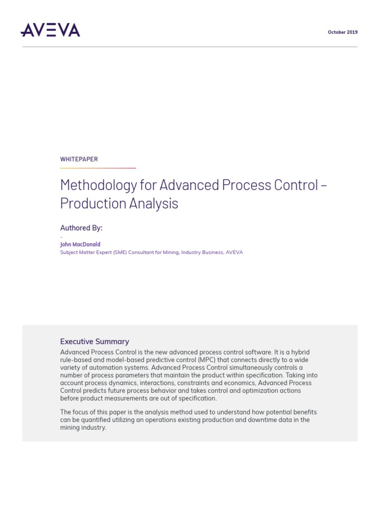 WhitePaper AVEVA MethodologyforAdvancedProcessControl 10-19 | PDF | Reliability Engineering ...