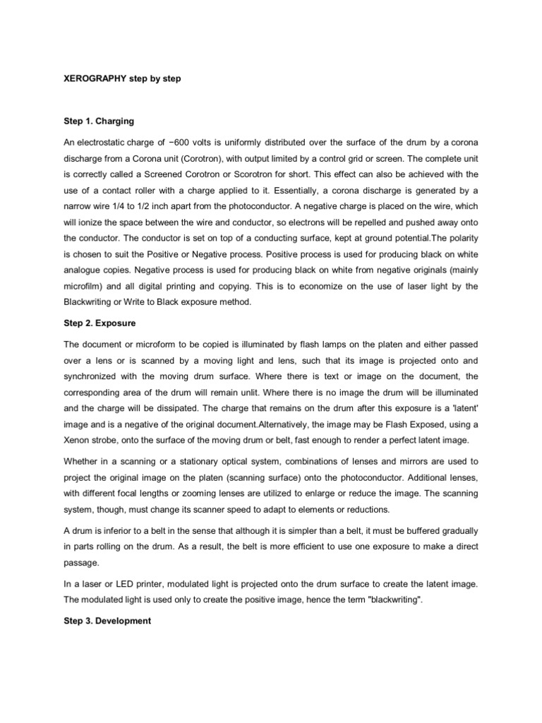 Xerography Step by Step | PDF | Electromagnetism | Applied And ...