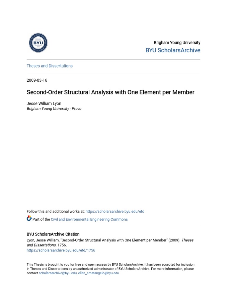 Second-Order Structural Analysis With One Element Per Member | PDF ...