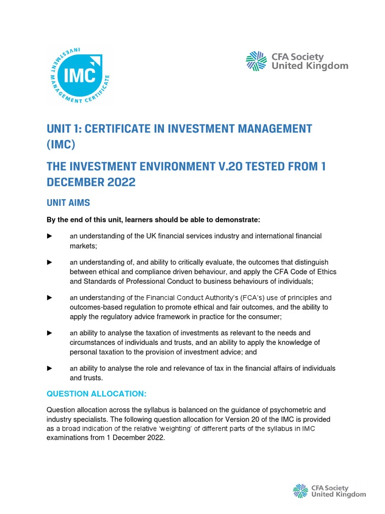 IMC Unit 1 Syllabus Edition 20 | PDF | Taxes | Pension