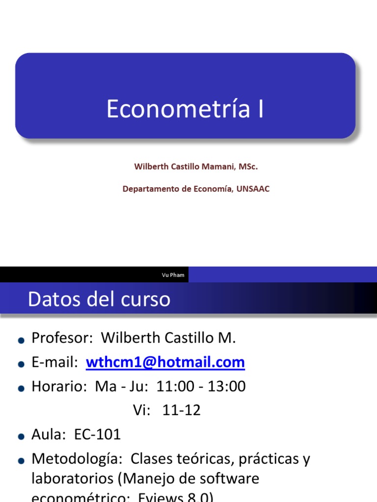 Econometria - 1 UNSAAC Slide1 | PDF | Econometría | Experimentar