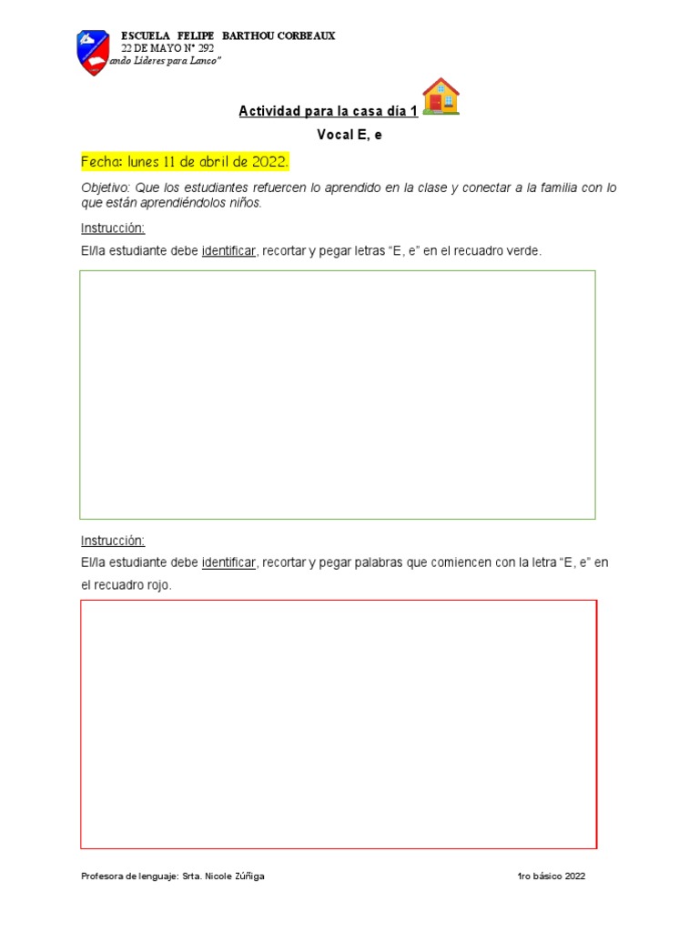 Tareas para La Casa Vocal E | PDF | Artes del Lenguaje y Comunicación ...