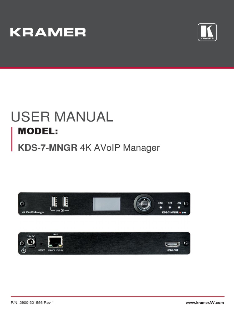 KRAMER KDS-7-MNGR User Manual | PDF | Ip Address | Computer Network