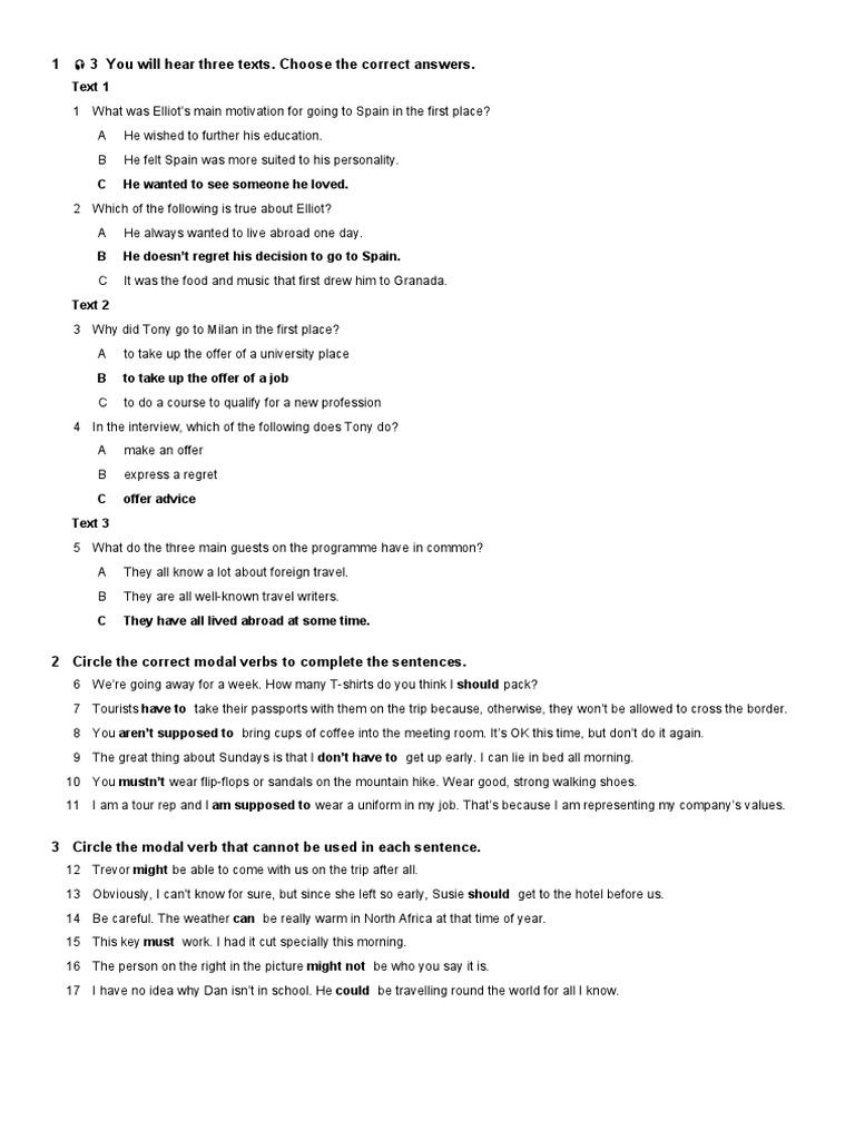 1 3 You Will Hear Three Texts. Choose The Correct Answers | PDF ...