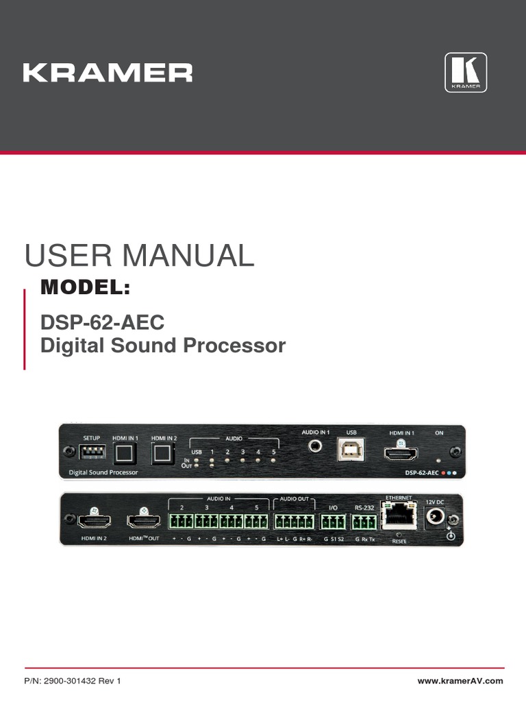 KRAMER DSP-62-AEC User Manual | Download Free PDF | Equalization (Audio) | Ip Address