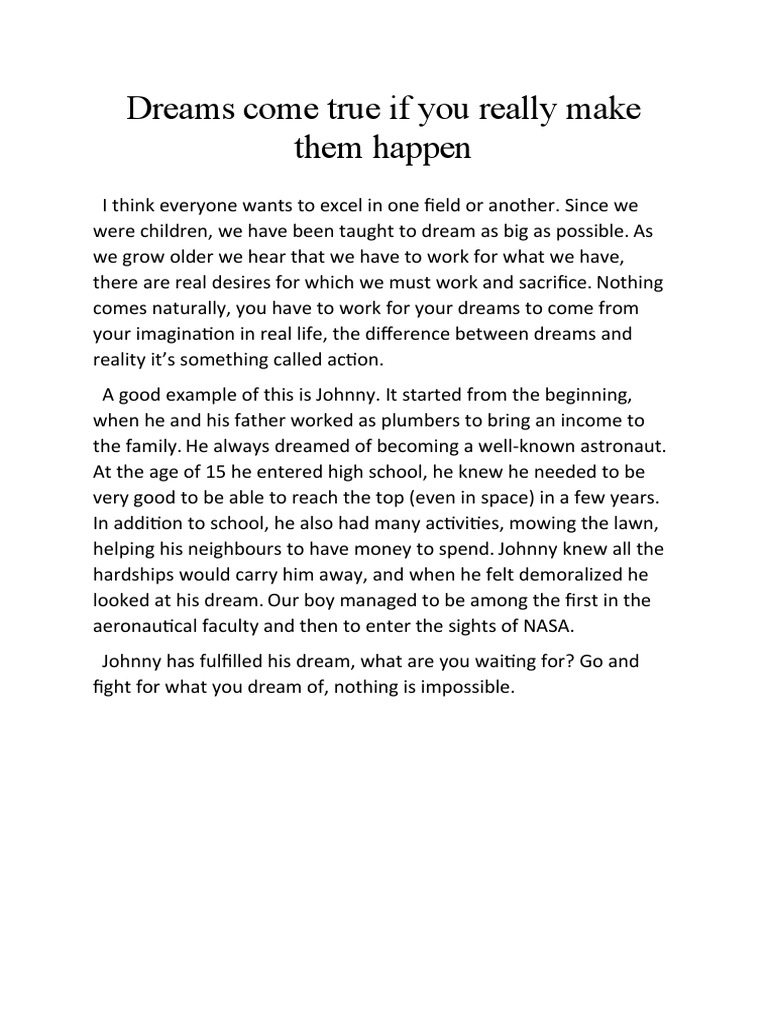 TEMA 18 - 25.05 - Dreams Come True If You Really Make Them Happen | PDF