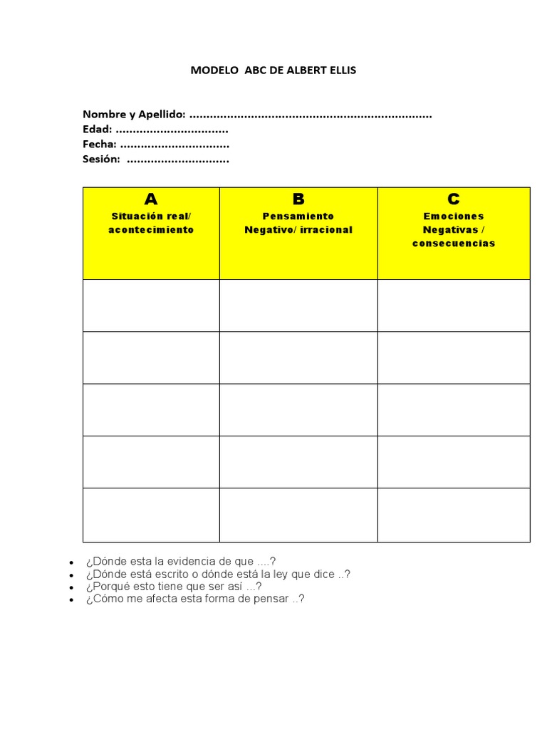 Modelo ABC de Albert Ellis | PDF