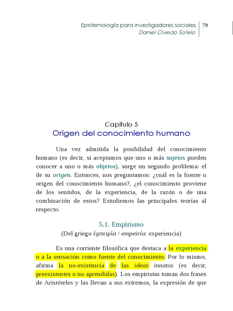 Epistemologia Cap.05 - Origen Del Conocimiento | PDF | Empirismo | Conocimiento