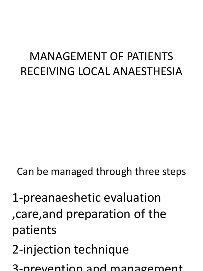 Managing Patients for Local Anesthesia | PDF | Anesthesia | Physiology