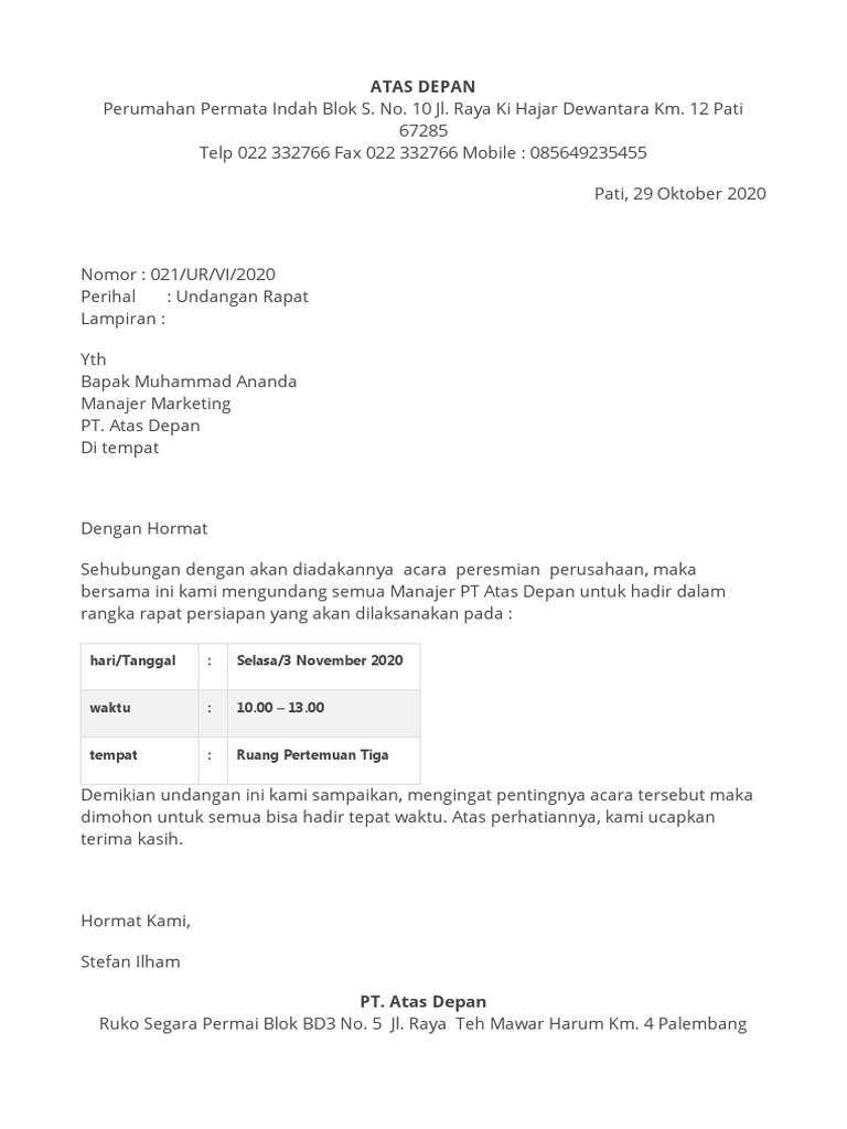 Surat Resmi Perusahaan | PDF