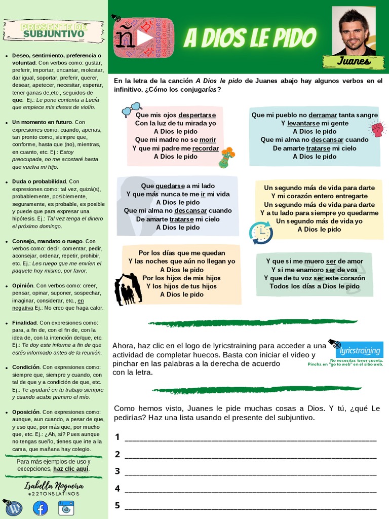 Juanes - A Dios Le Pido | PDF | Artes del Lenguaje y Comunicación