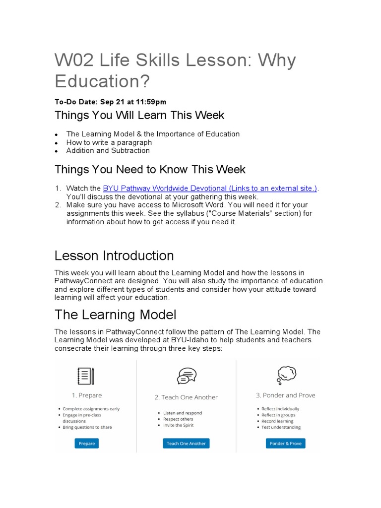 W02 Life Skills Lesson | PDF